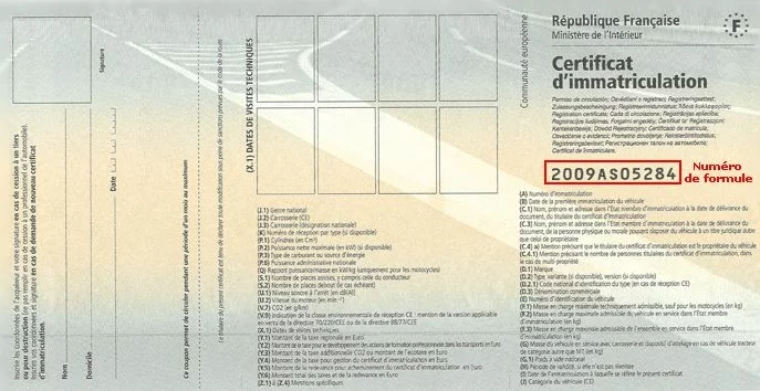 Qu’est-ce que le numéro de formule d’une carte grise